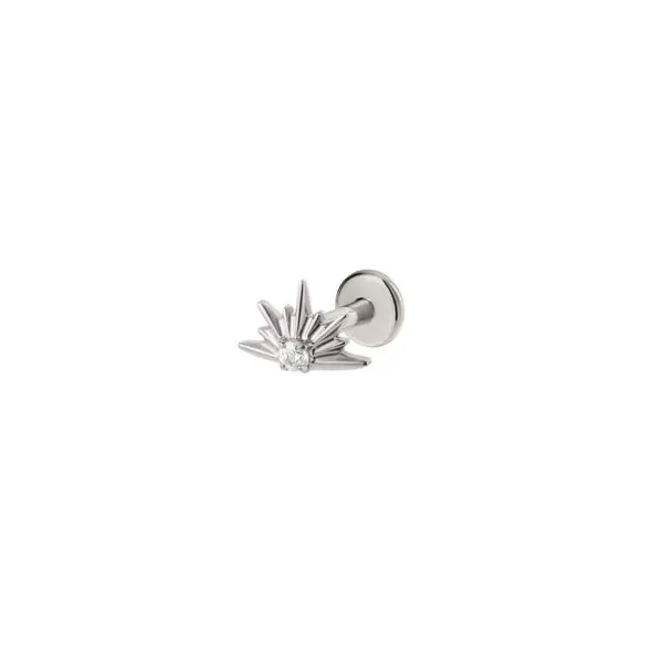 VANCHI Sunburst Threadless Flat Back Titanium Cartilage Stud In Platinum - Silver