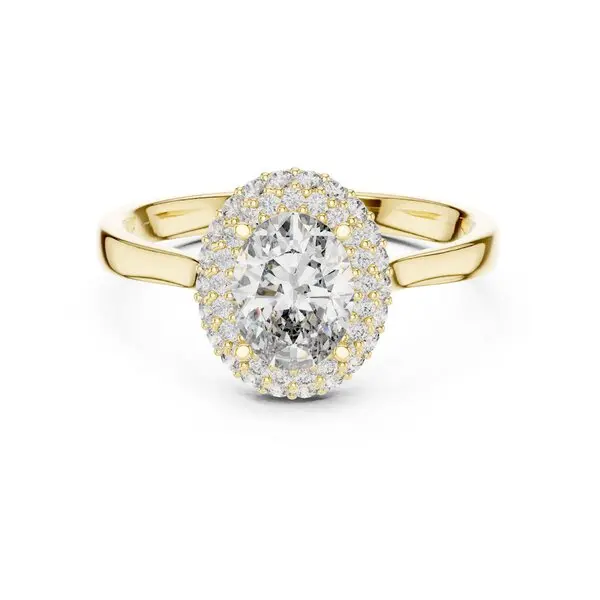 AYA FINE JEWELRY 10k Gold Emerald Cut Lab Grown Diamond Engagement Ring With Trillion Side Diamonds - Yellow