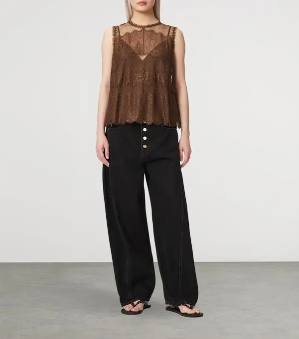 ALLSAINTS Tulle Lace-trimmed Clara Blouse - Brown