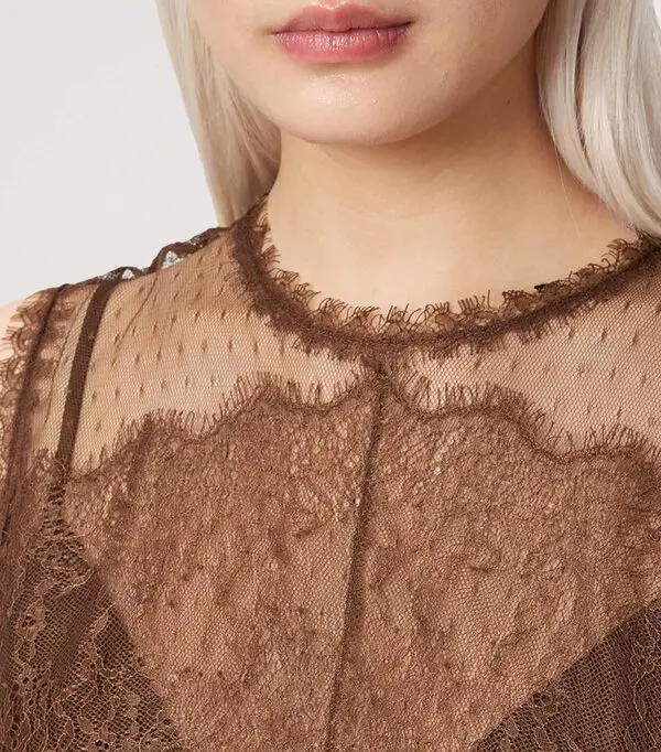 ALLSAINTS Tulle Lace-trimmed Clara Blouse - Brown