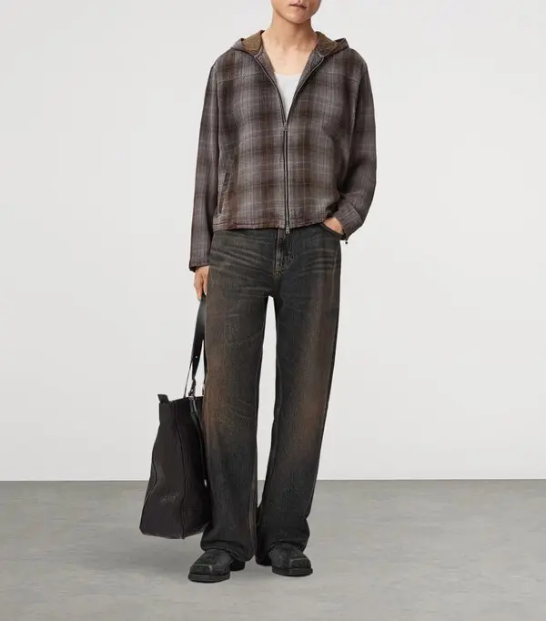 ALLSAINTS Santo Zip-up Hoodie In Checked Organic Cotton