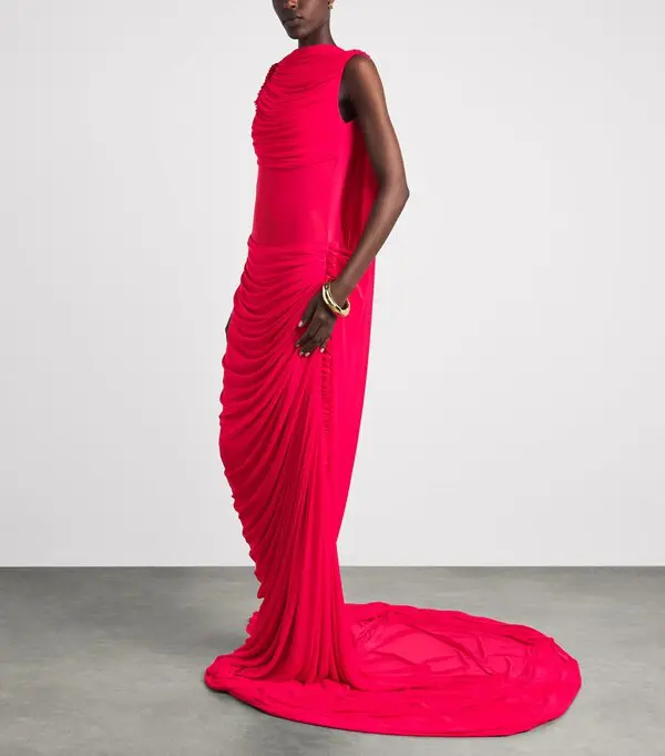 ZIYAD BUAINAIN Mesh Ruched Gown