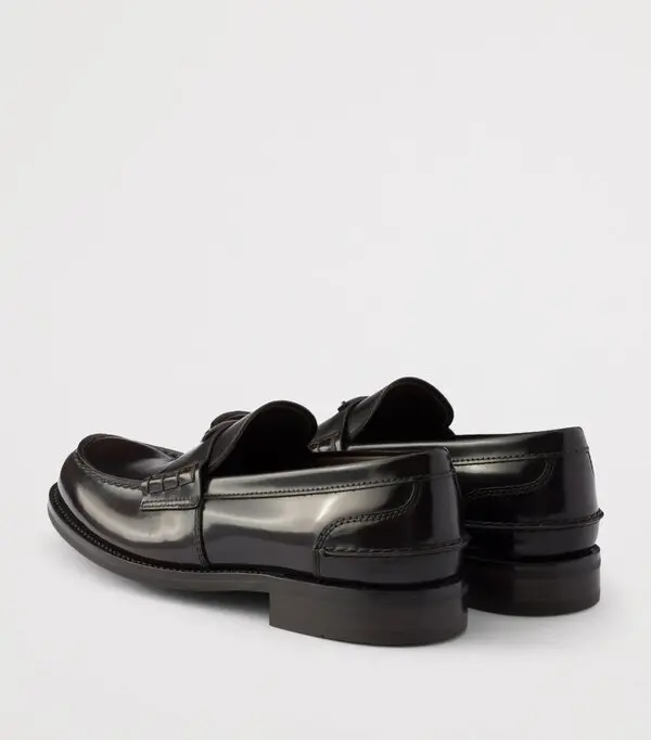 Prada Brushed Leather Triangle Loafers