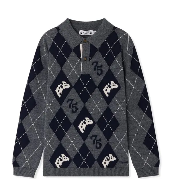 Bonpoint Wool Argyle Polo Sweater
