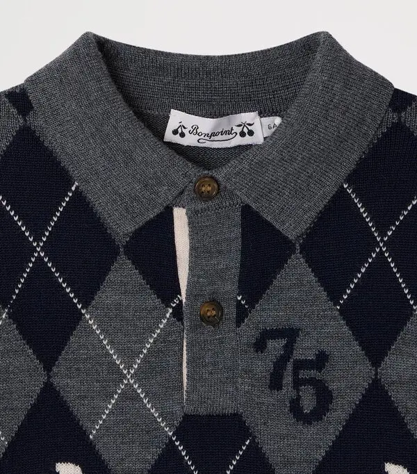 Bonpoint Wool Argyle Polo Sweater