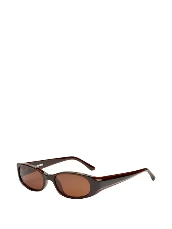 Chimi Rotate Note Oval-frame Sunglasses - Brown