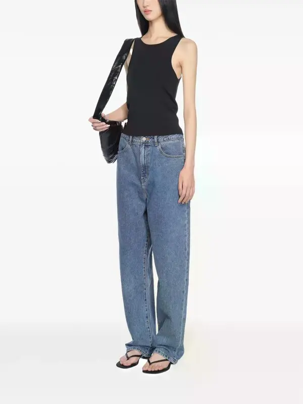 AMOMENTO Fine-ribbed Crew-neck Tank Top
