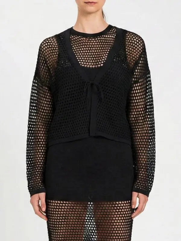TWINSET Knitted Jumper With Tie Detail - Black