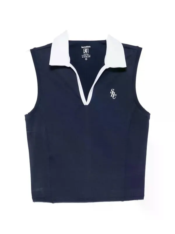 SPORTY & RICH Sleeveless Logo-print Cropped Tank Top