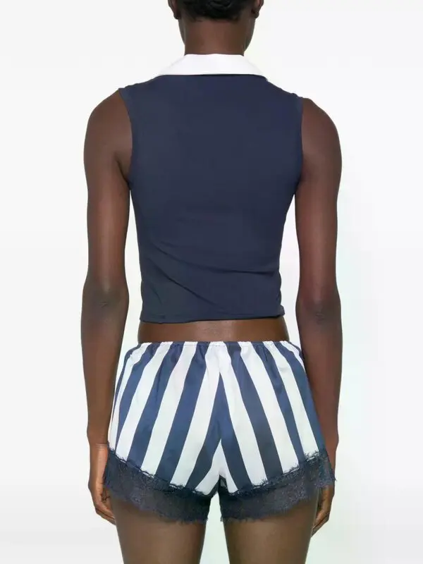 SPORTY & RICH Sleeveless Logo-print Cropped Tank Top