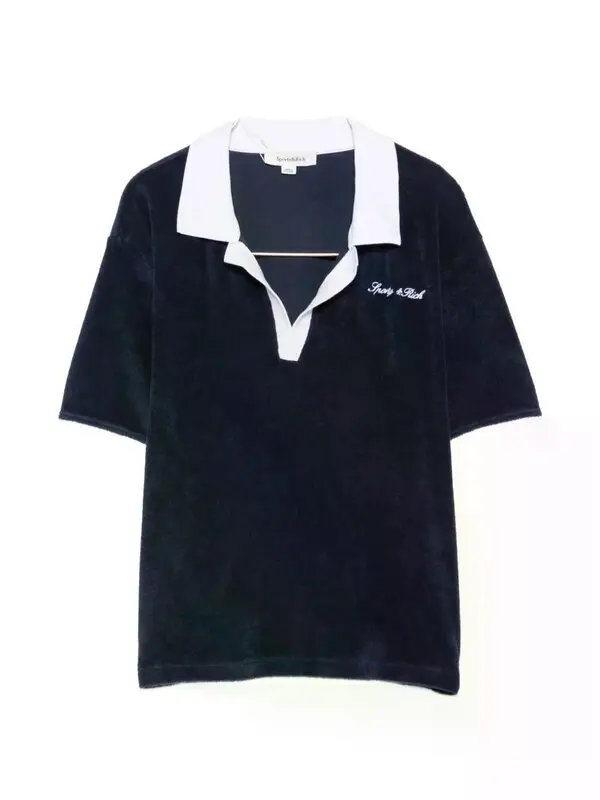 SPORTY & RICH Signature Logo Terry-cloth Top - Blue