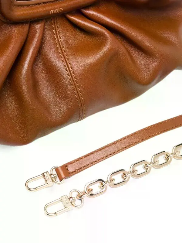 Maje Gathered-detailing Leather Clutch Bag