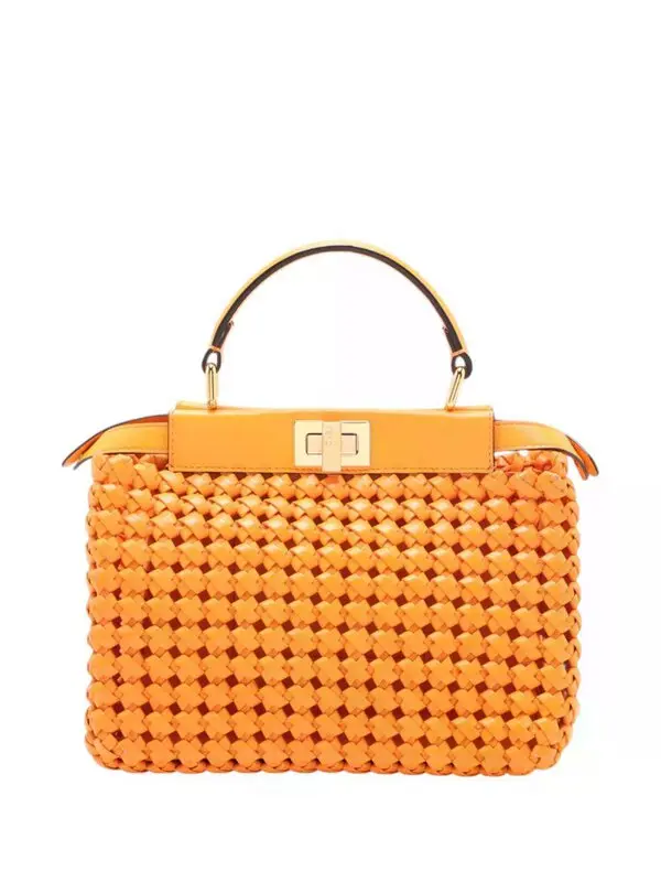 Fendi 2010-2026 Mini Interlaced Leather Iconic Peekaboo Satchel