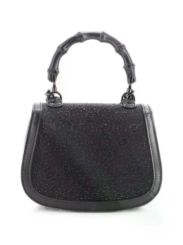 Gucci Bamboo 1947 Crystal Embellished Gg Canvas Mini Shoulder Bag