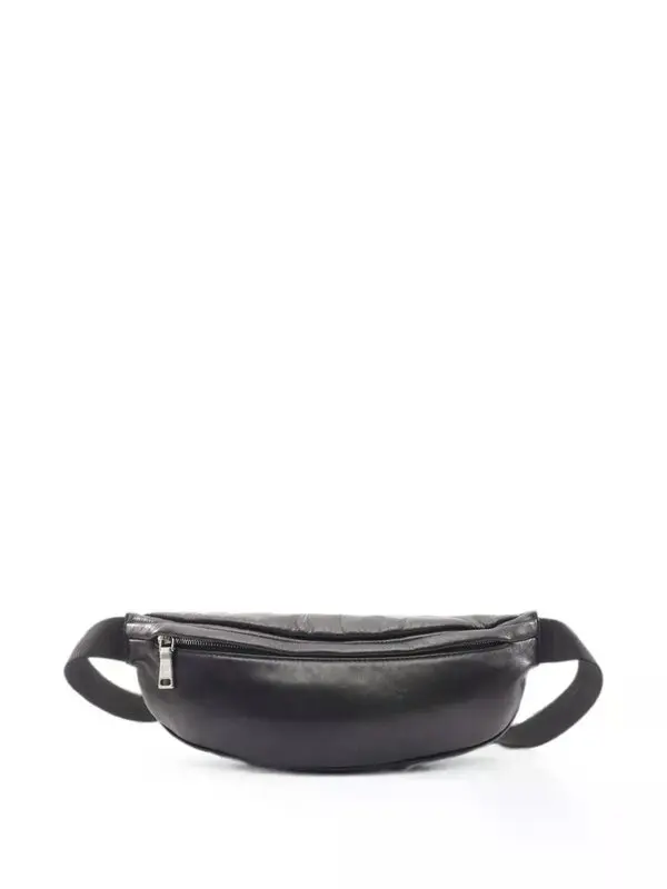 Prada 2010s Enamelled Triangle Logo Belt Bag - Black