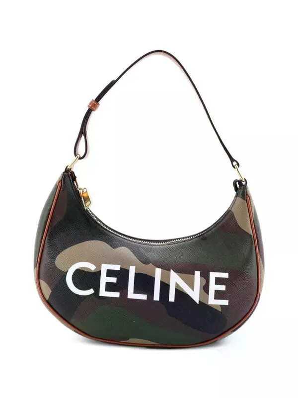 Celine Ava Bag Camouflage Coated Canvas Hobo Bag - Green