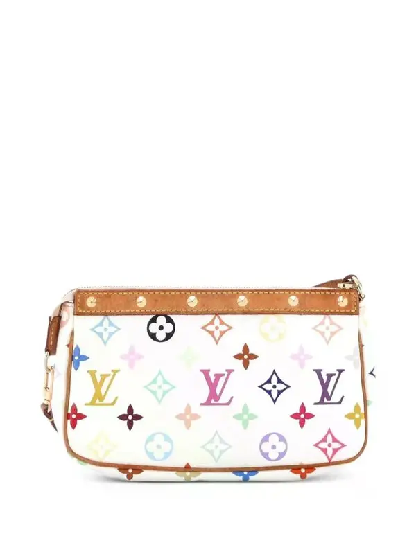 LOUIS VUITTON Pochette Accessoires Monogram Multicolor Clutch Bag - White