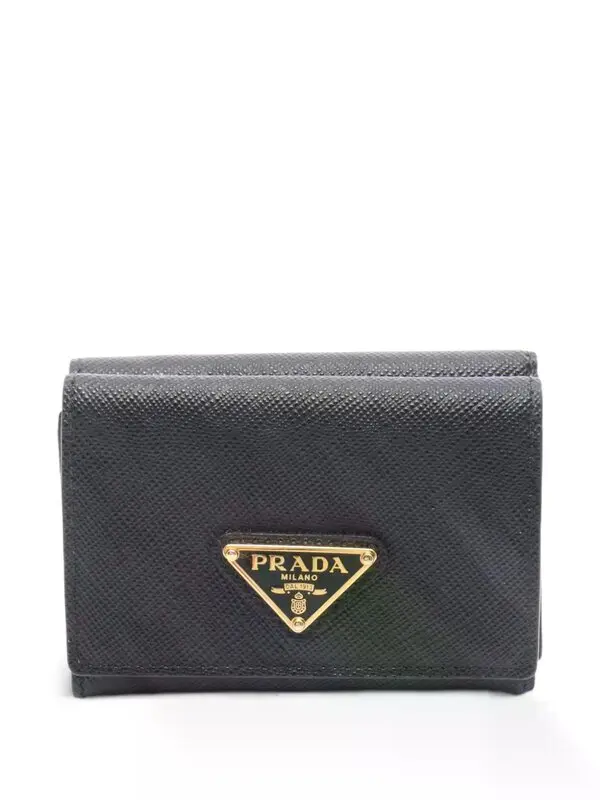 Prada 2010s Saffiano Triang Trifold Wallet