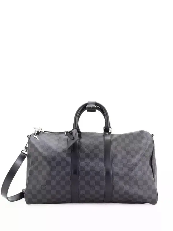 LOUIS VUITTON Keepall Bandouliere Damier Graphite 45 Travel Bag - Black