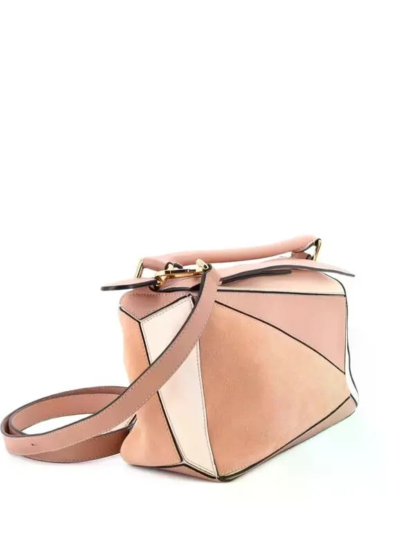 Loewe Puzzle Bag Leather And Suede Satchel - Pink