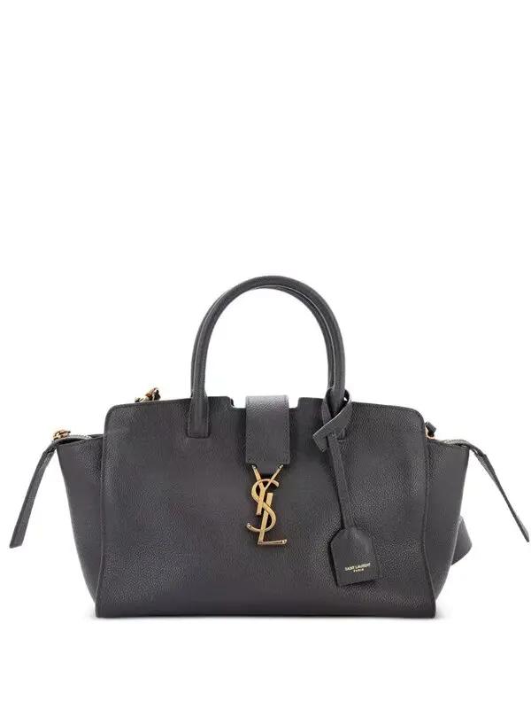 Saint Laurent Monogram Cabas Downtown Leather Baby Satchel - Metallic