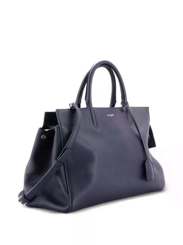 Saint Laurent Rive Gauche Cabas Leather Medium Tote Bag - Blue