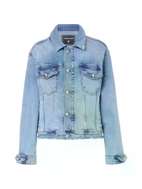 Iceberg Faded Frayed-hem Denim Jacket
