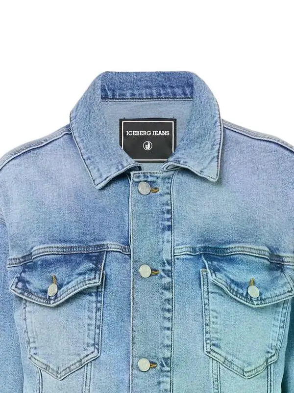 Iceberg Faded Frayed-hem Denim Jacket