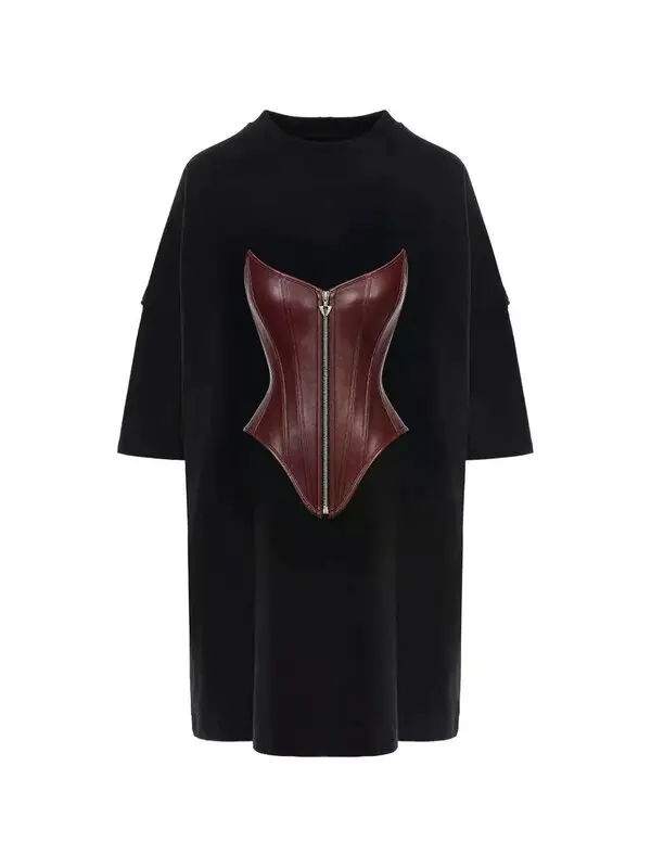 HAMZA Corset-detail T-shirt Dress