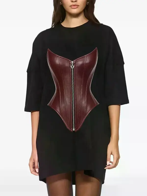 HAMZA Corset-detail T-shirt Dress