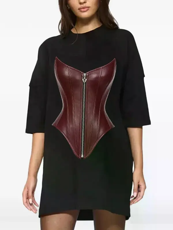 HAMZA Corset-detail T-shirt Dress
