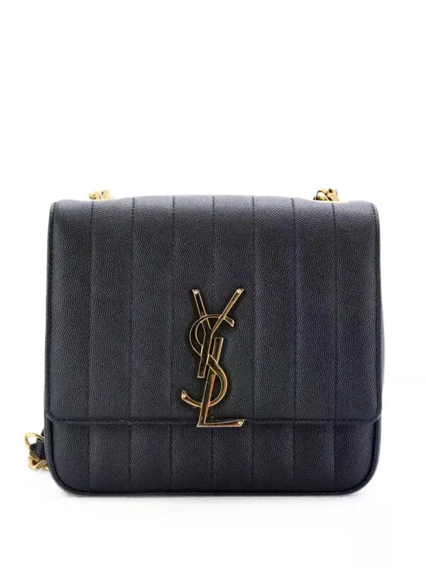 Saint Laurent Vicky Vertical Quilted Grainy Leather Medium Crossbody Bag