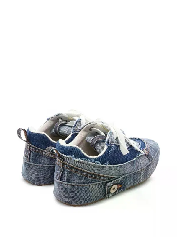 Loewe 2000s Deconstructed Denim Lace-up Sneakers