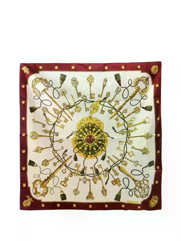 Hermès 2010s Les Cles Scarf - White