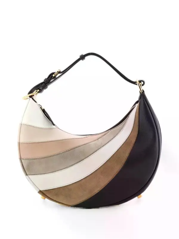 Fendi Fendigraphy Bag Striped Leather And Suede Small Hobo Bag - Multicolour