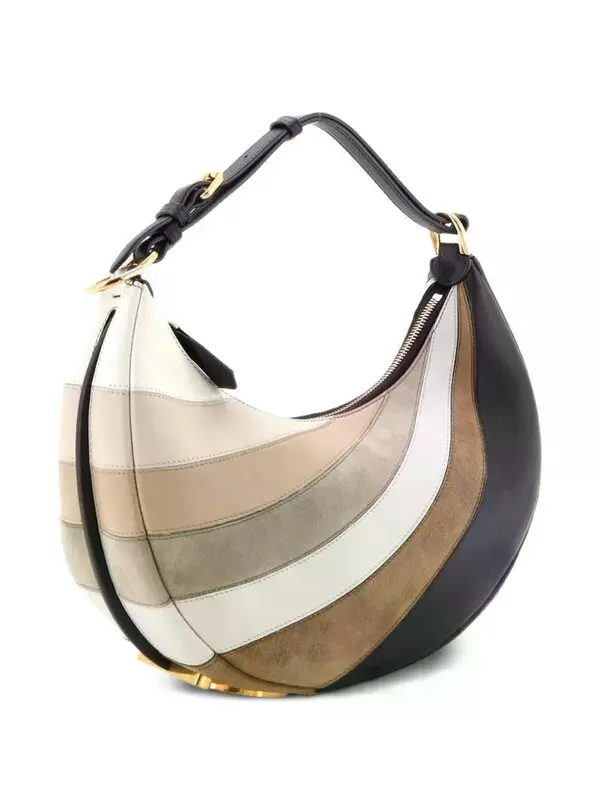 Fendi Graphy Bag Striped Leather And Suede Small Hobo Bag