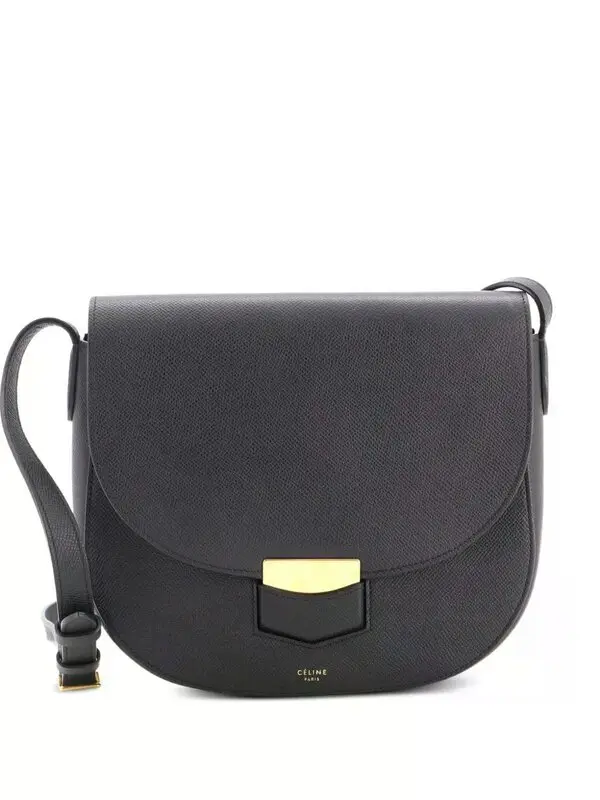 Celine Grainy Leather Medium Crossbody Bag - Black
