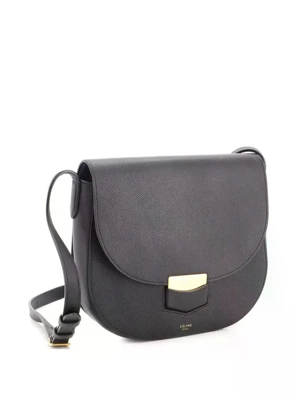 Celine Trotteur Grainy Leather Medium Crossbody Bag - Black
