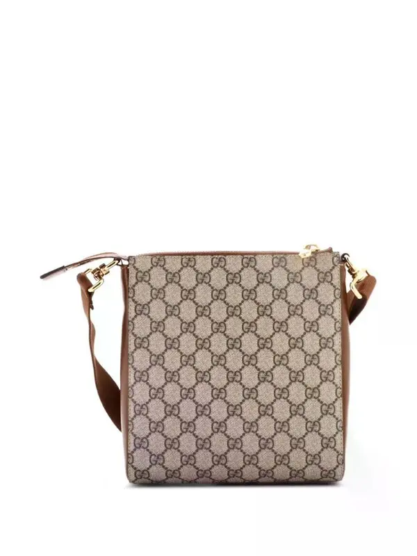 Gucci Interlocking G Patch Gg Coated Canvas Small Messenger Bag - Brown