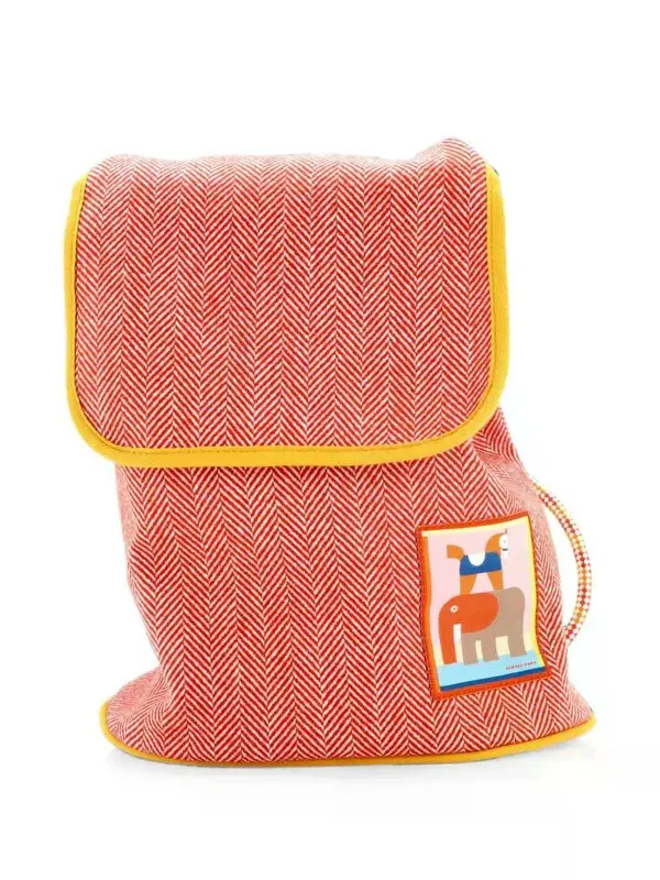 Hermès Les Cabanes Embroidered Toile Backpack