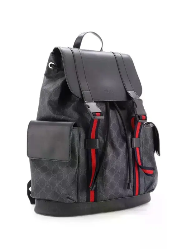 Gucci Gg Coated Canvas Large Backpack With Double Pockets