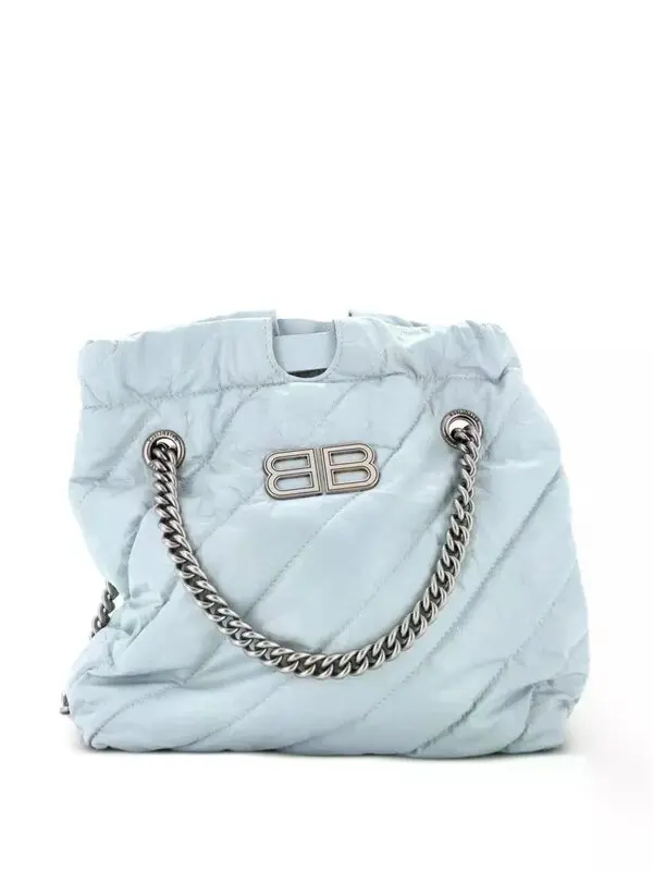 Balenciaga Crush Chain Quilted Calfskin Small Tote Bag - Blue