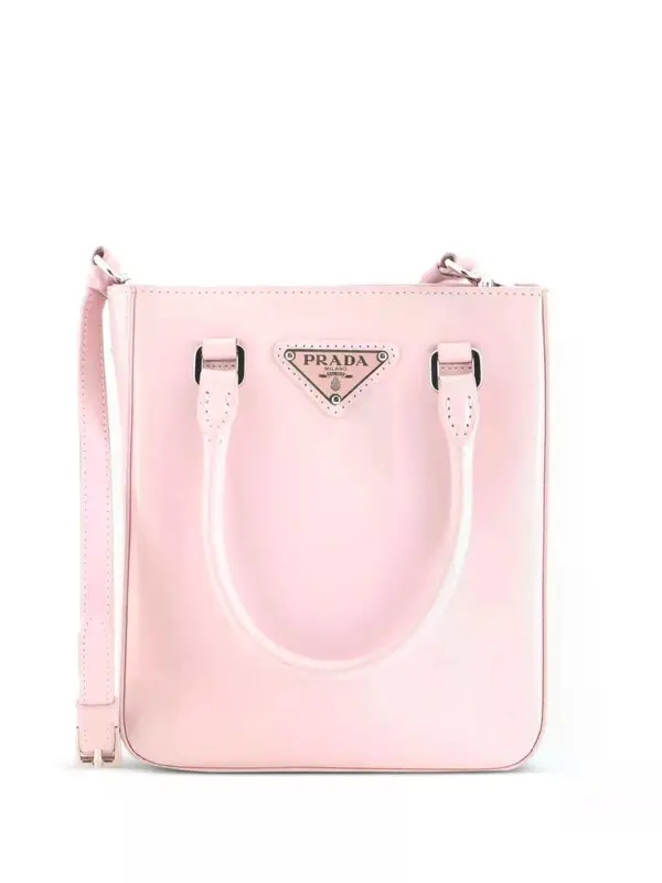Prada Brushed Leather Convertible Tote Small Crossbody Bag - Pink
