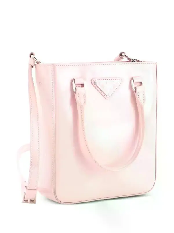Prada Brushed Leather Convertible Tote Small Crossbody Bag - Pink