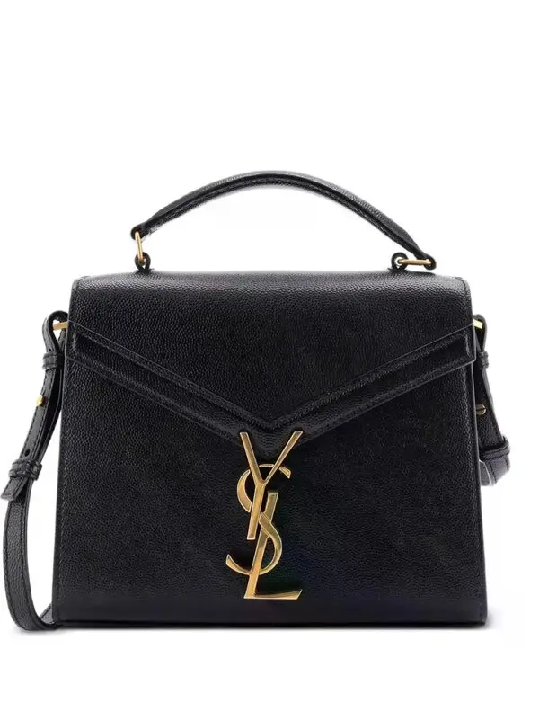 Saint Laurent Cassandra Top Handle Bag Leather Mini Shoulder Bag - Black