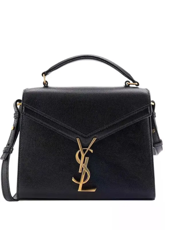 Saint Laurent Cassandra Top Handle Bag Leather Mini Shoulder Bag - Black
