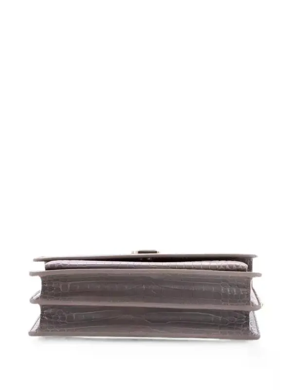 Saint Laurent Sunset Medium Crocodile Embossed Leather Crossbody Bag - Grey