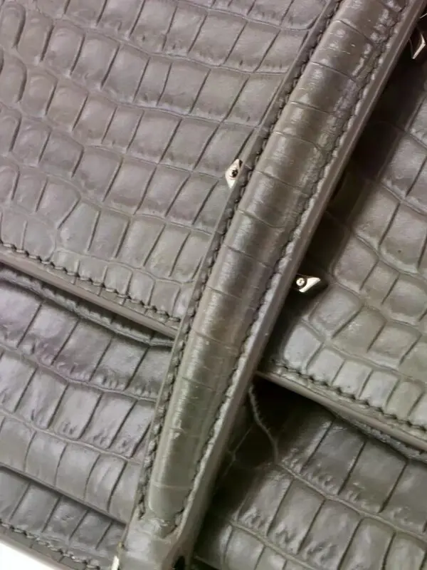 Saint Laurent Sunset Medium Crocodile Embossed Leather Crossbody Bag - Grey