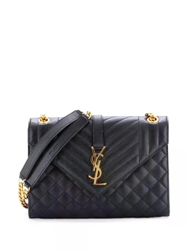 Saint Laurent Monogram Envelope Satchel Mixed Matelasse Leather Shoulder Bag