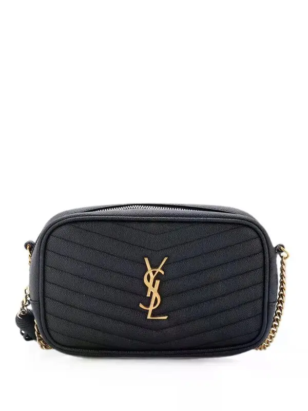 Saint Laurent Lou Camera Bag Matelasse Chevron Leather Mini Crossbody Bag - Black